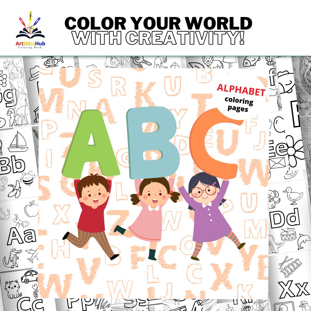 Alphabet Coloring Book for Kids, ABC Letter Coloring Pages, Fun Paint ...