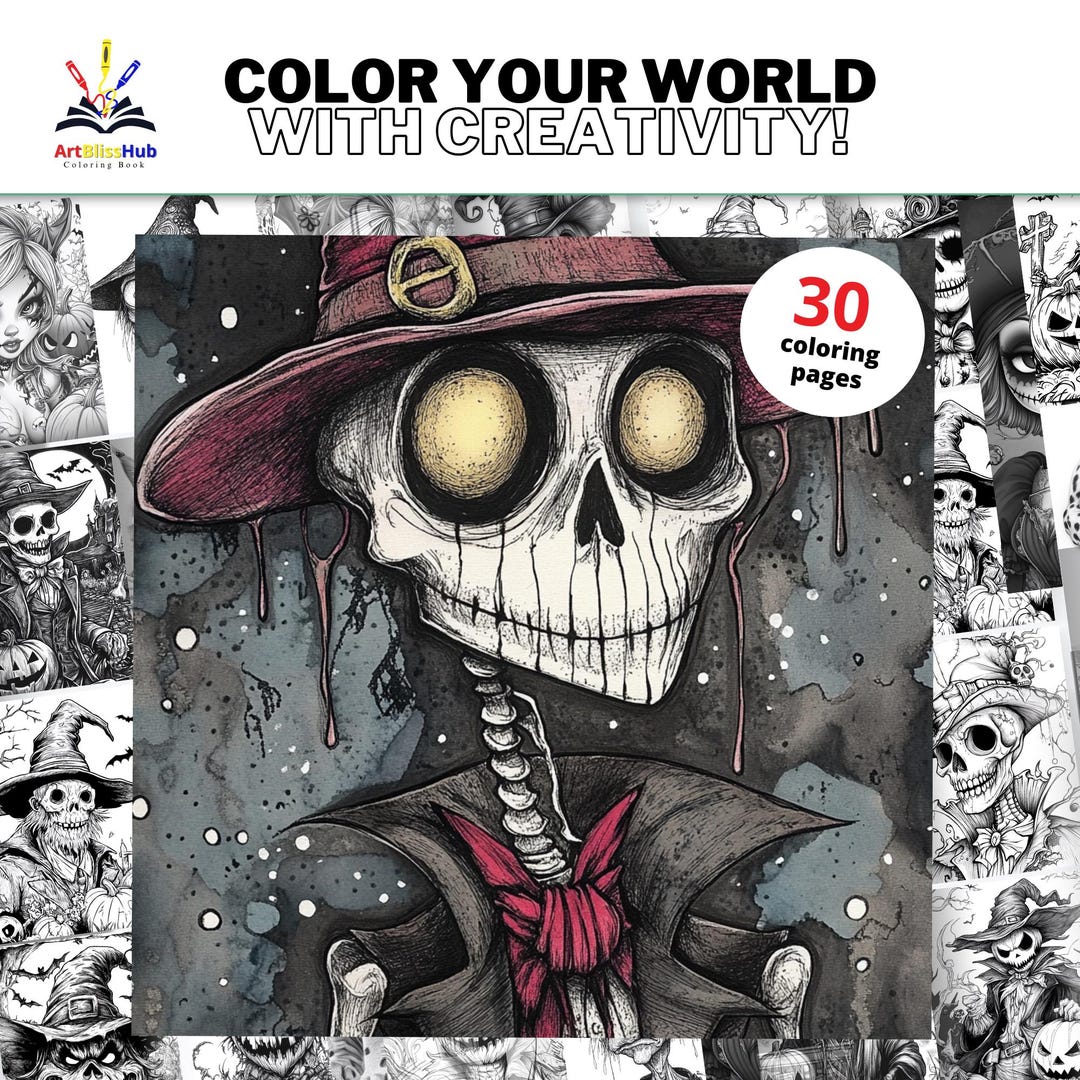 Halloween Nightmare Coloring Pages: 30 Creepy Drawings for Stress ...