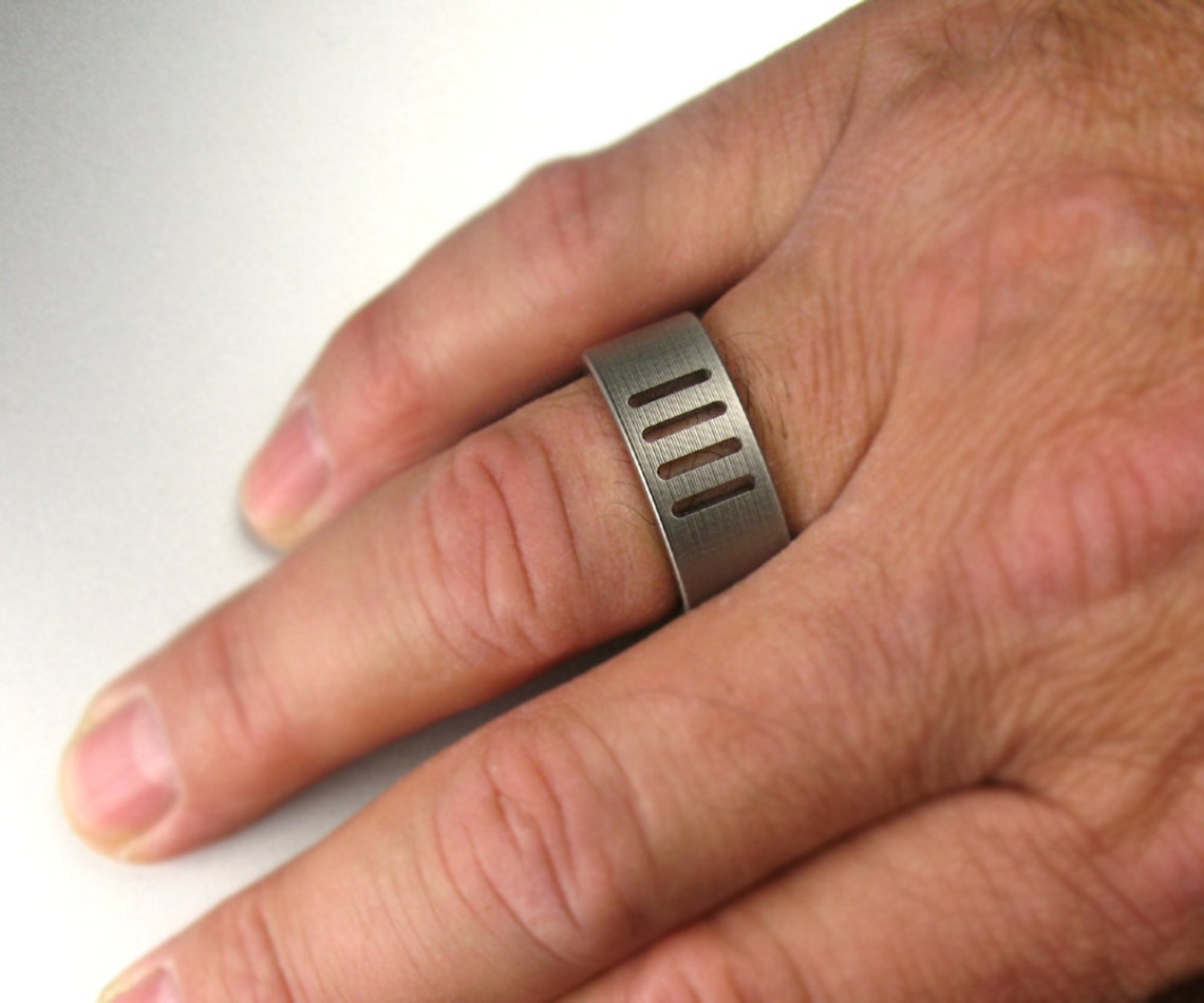 Saw Cut Titanium Wedding Ring - Etsy