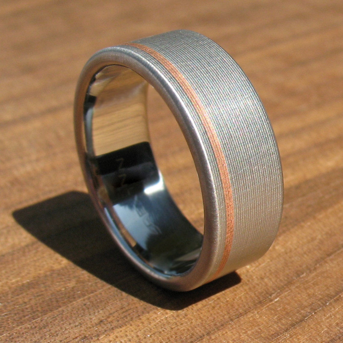 Men's Copper Inlay Wedding Band Comfort Fit - Etsy