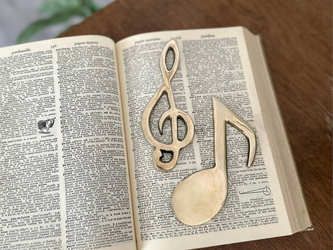 Vintage Brass Musical Note Paperweights, Set of 2 1970s Retro Desk ...