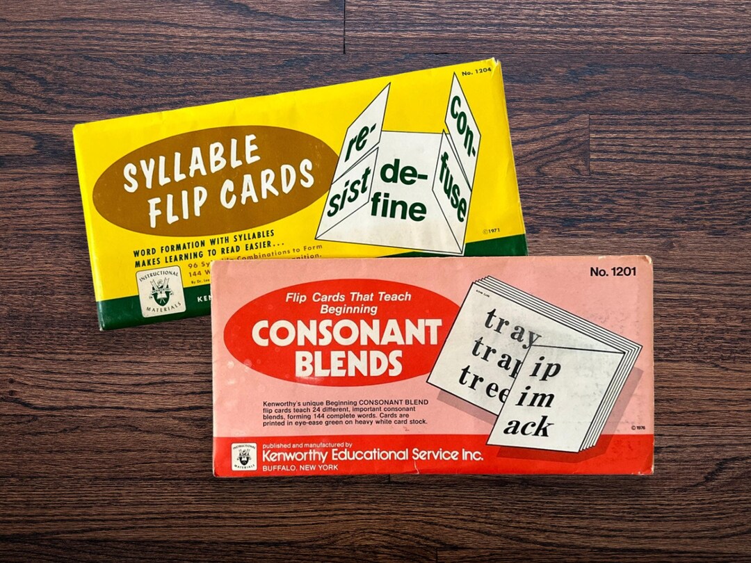 1970's Flip Cards for Syllable and Consonant Blends Instructional ...