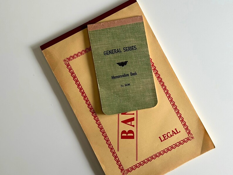Vintage Notepads Set Bankers Legal Pad and General Series Memorandum ...