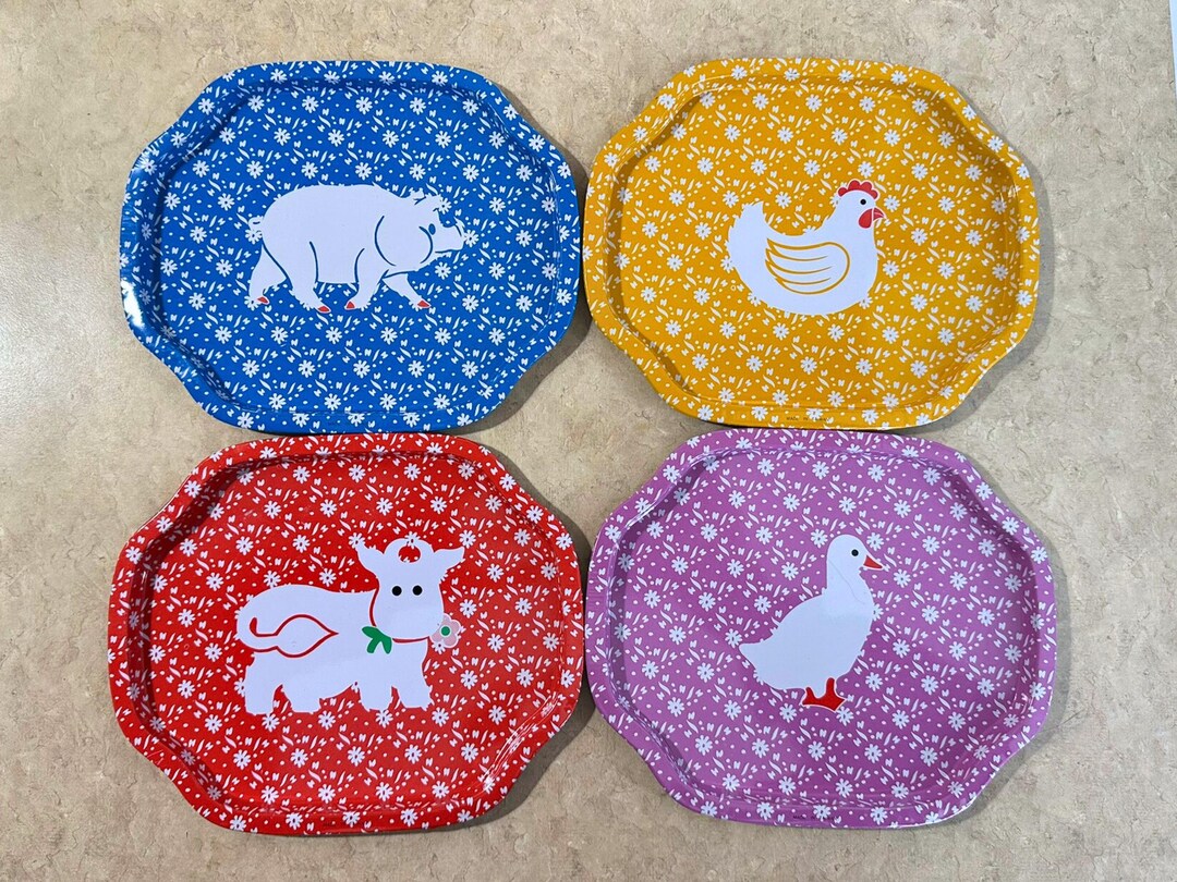 Vintage 1980s Farm Animal Stacking Trays Set of 4 Colorful Metal ...