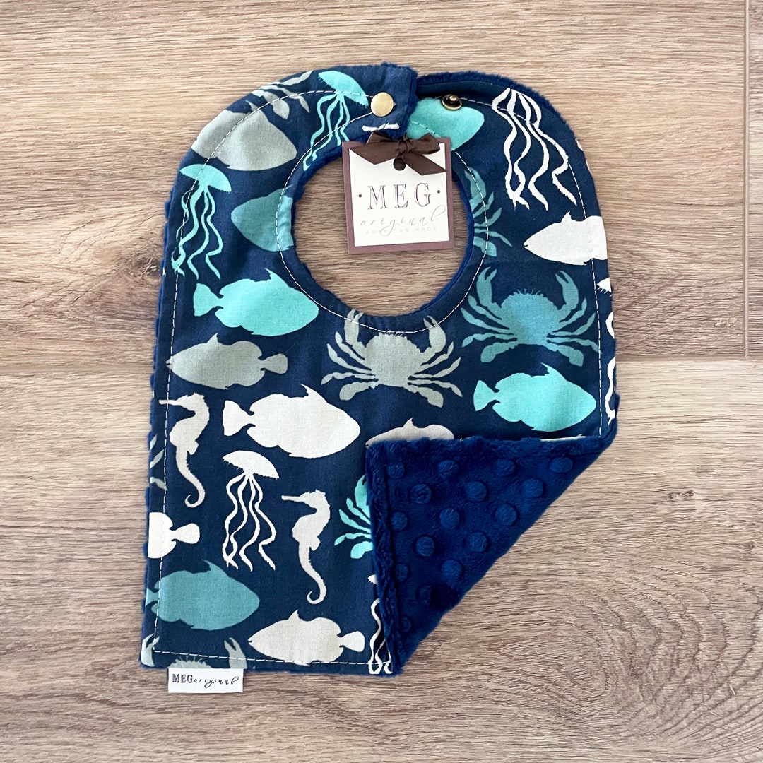 Adjustable Snap Bib { Sea Life } Grows With Baby Into a Toddler - Soft ...