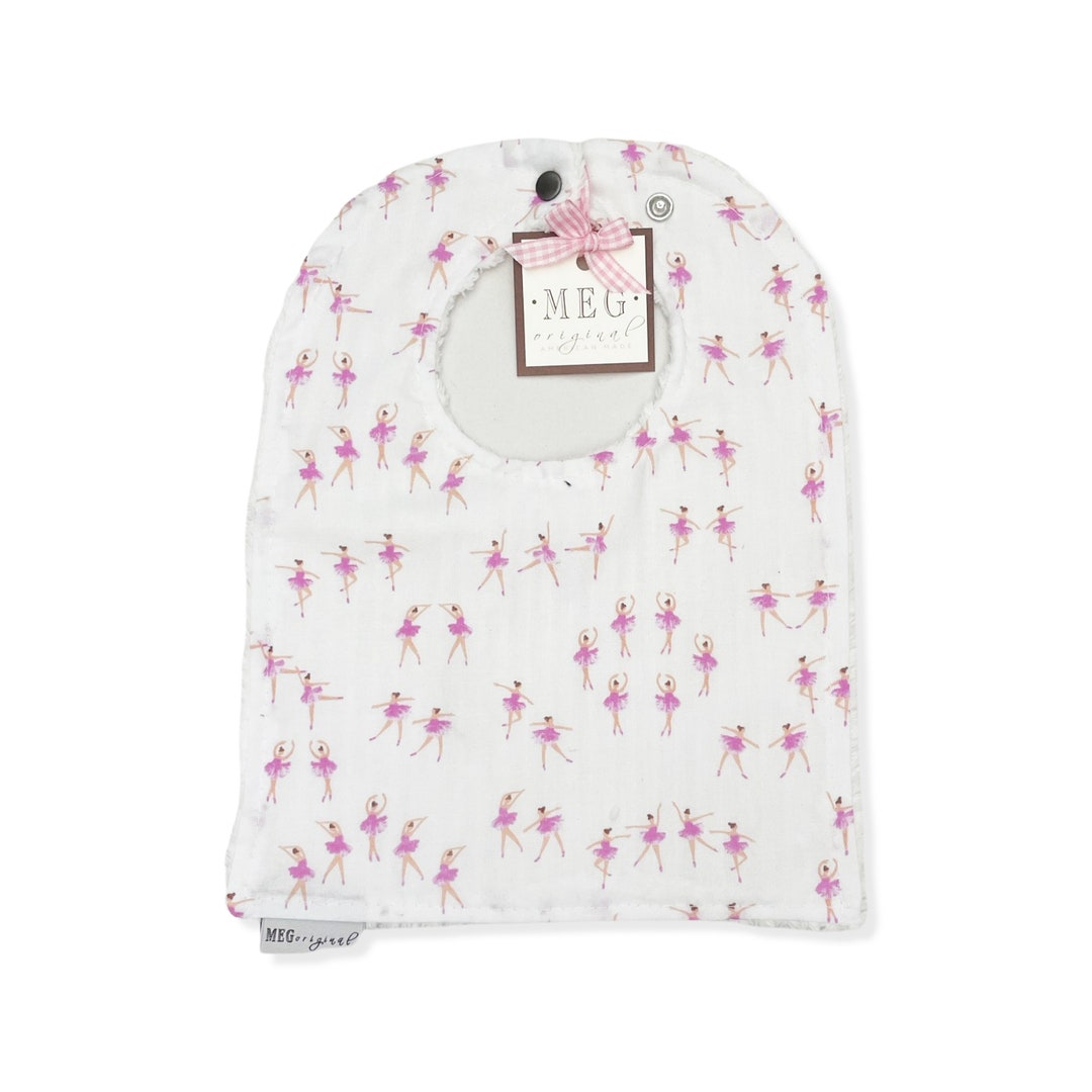 Ballet Theme Baby Girl Bib in Pink & White, Dancing Ballerinas With ...