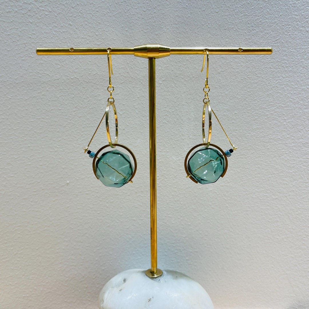 Rotatable Planet Kinetic Dangle, Glass Ball Orbit Earring, Science ...