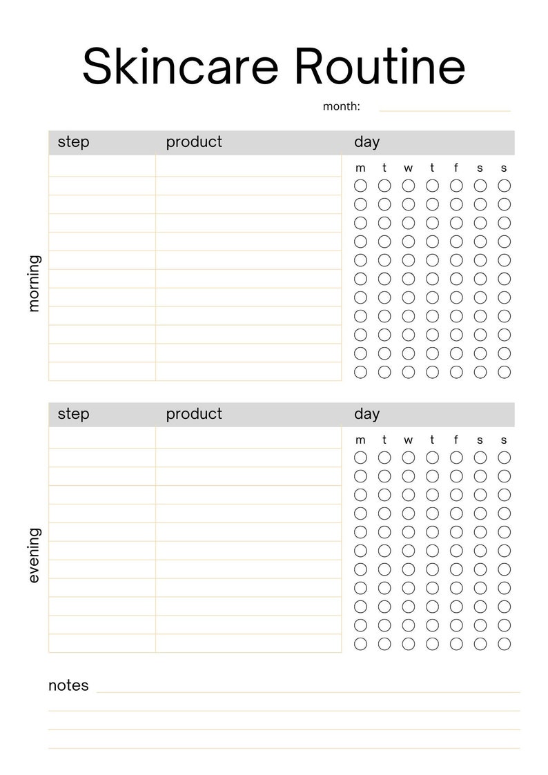 Printable Skincare Routine - Etsy