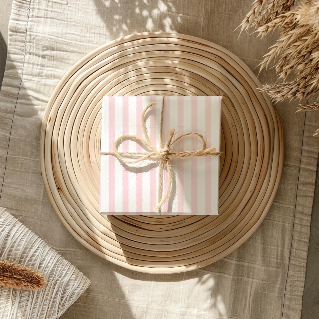 Pink Striped Wrapping Paper | Cute Gift Wrap Roll for Her, Girly Pink ...