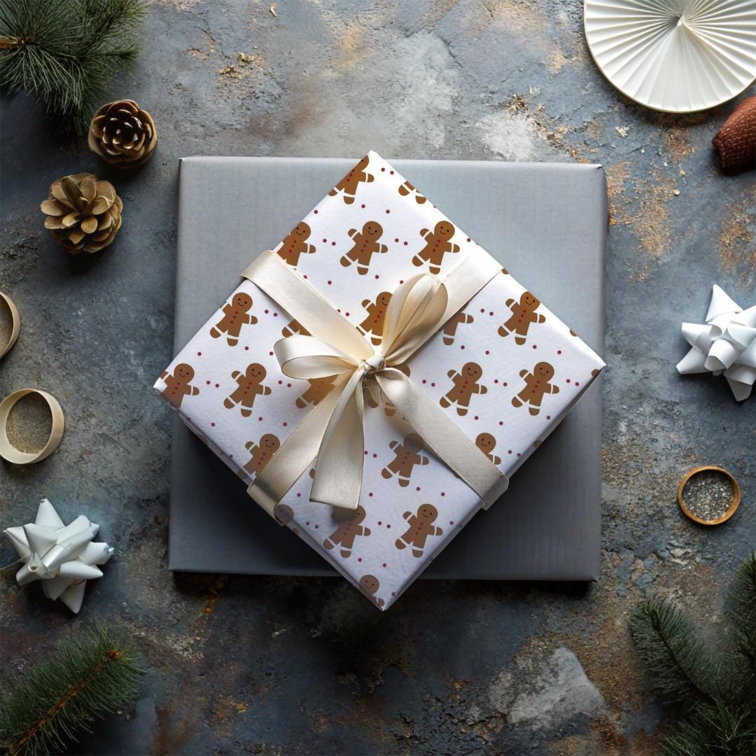 Wrapping Gingerbread Man Wrapping Paper | Cute Christmas Gift Wrap Roll ...
