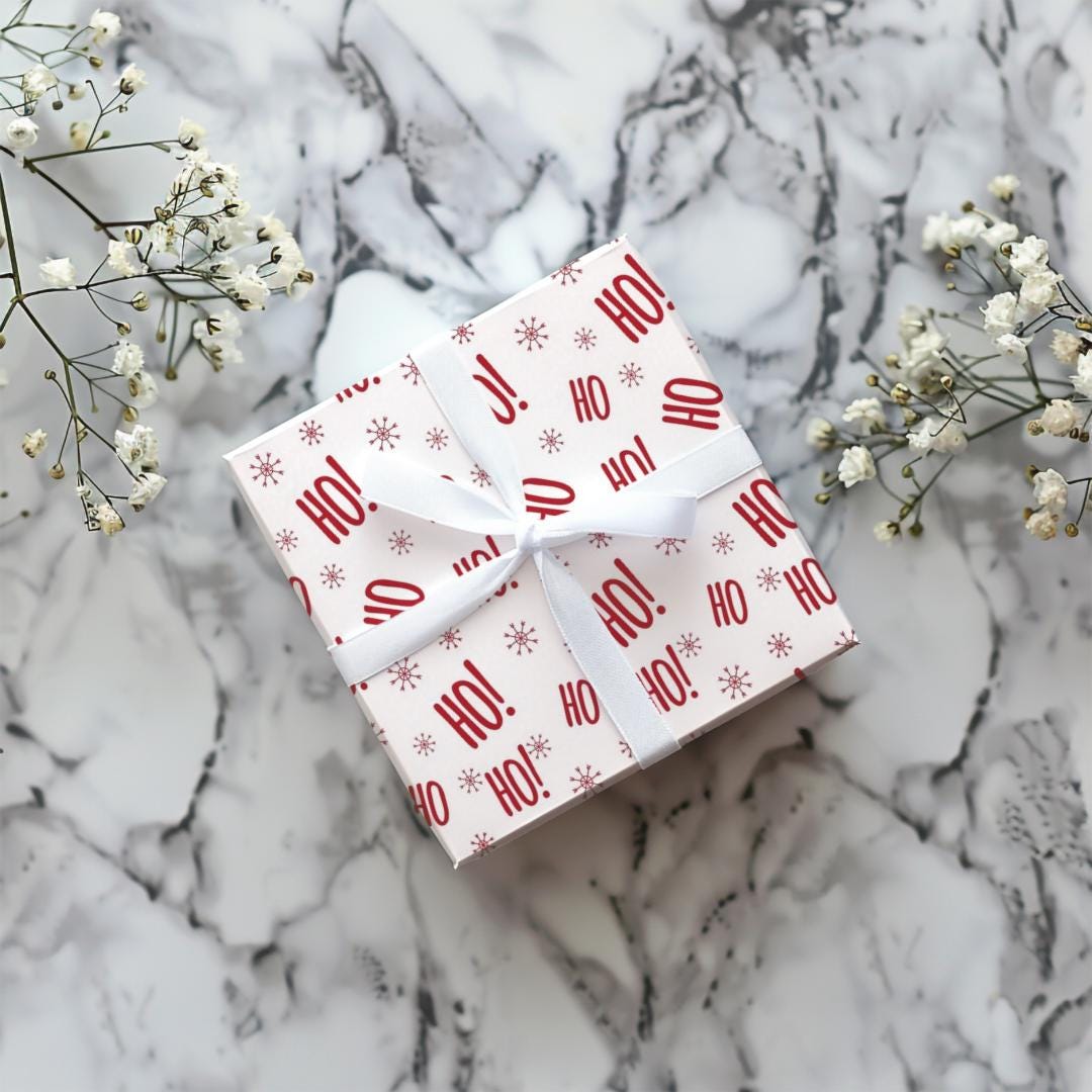 Ho Ho Ho Wrapping Paper Roll | Modern Red Christmas Gift Wrap, Cute ...