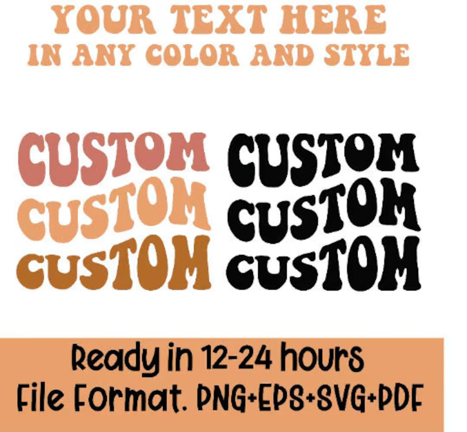 Custom Wavy Stacked SVG, Custom SVG, Customized Retro Wavy Text Svg ...