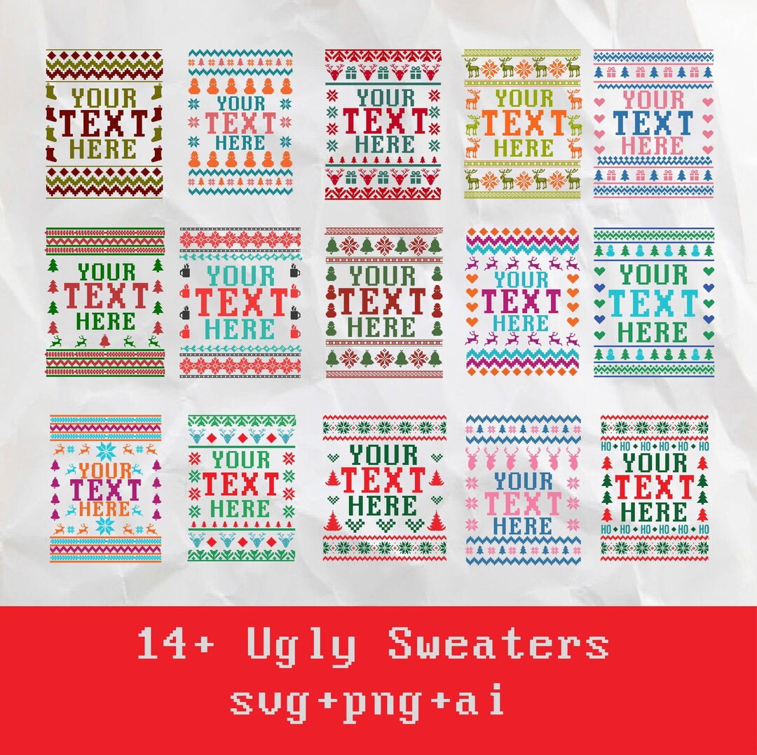 Family Christmas Sweaters Svg Bundle, Ugly Christmas Sweater Svg, Merry ...