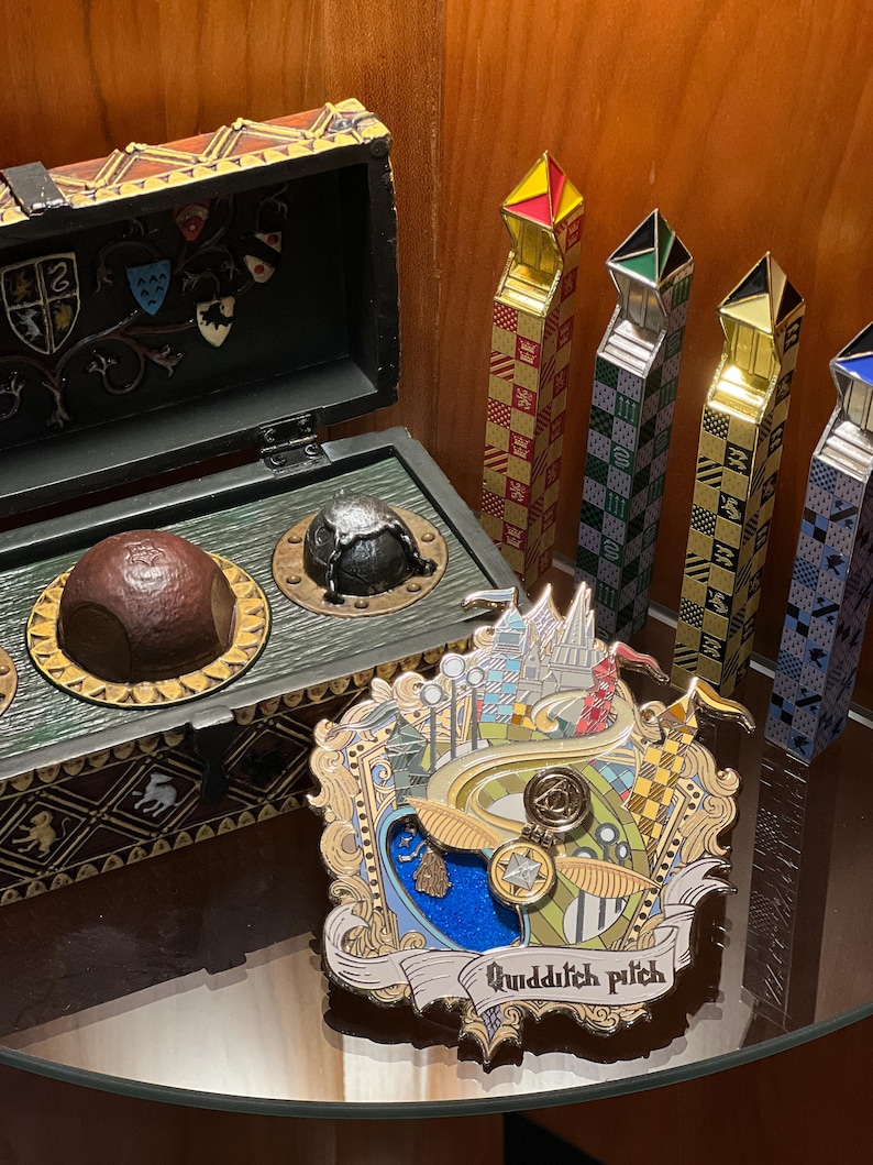 Potter-style Wizarding Quidditch Badge – Interactive Spinning Metal Pin ...