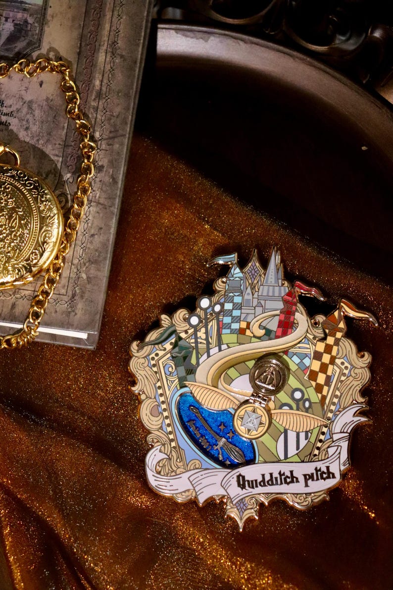 Potter-style Wizarding Quidditch Badge – Interactive Spinning Metal Pin ...