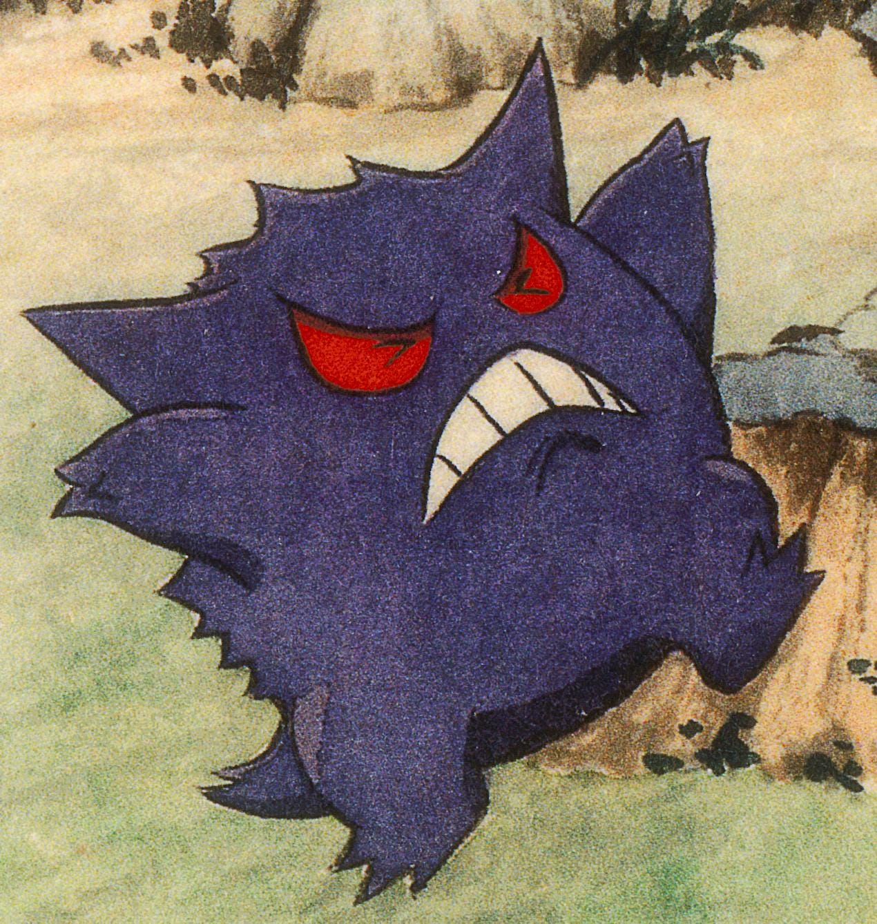 Gengar Landscape Art Print: Anime-inspired Chinese Ink Style - Solid ...