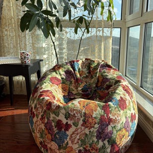 Floral Knitted Bean Bag Chair Cover: Washable Slipcover (no Filler) - Etsy