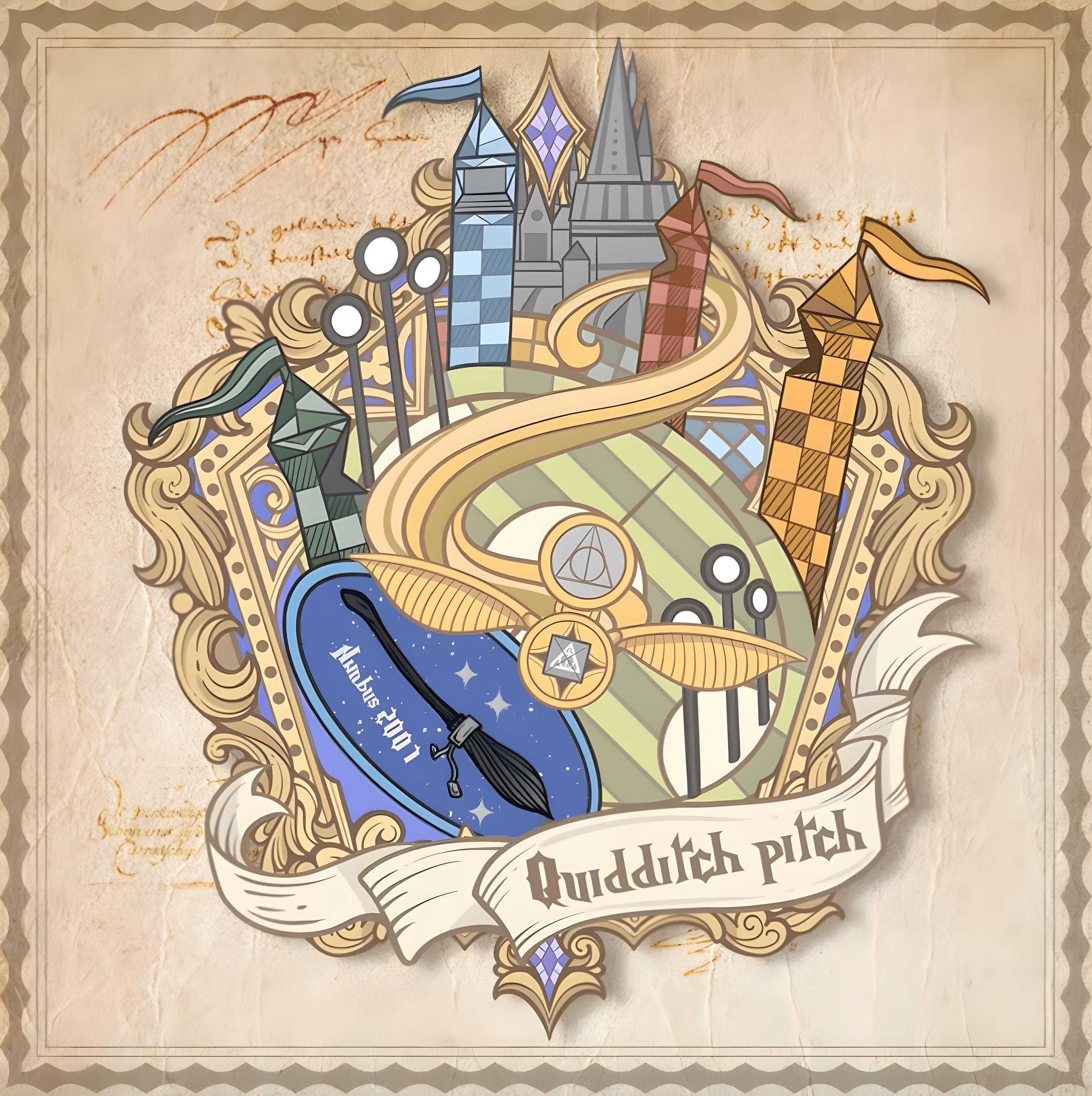 Potter-style Wizarding Quidditch Badge – Interactive Spinning Metal Pin ...