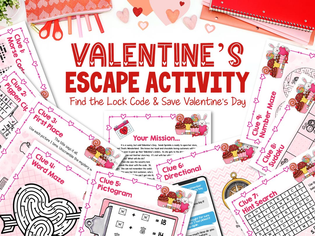 Valentines Day Escape Room for Kids - Printable Party Game - Escape ...