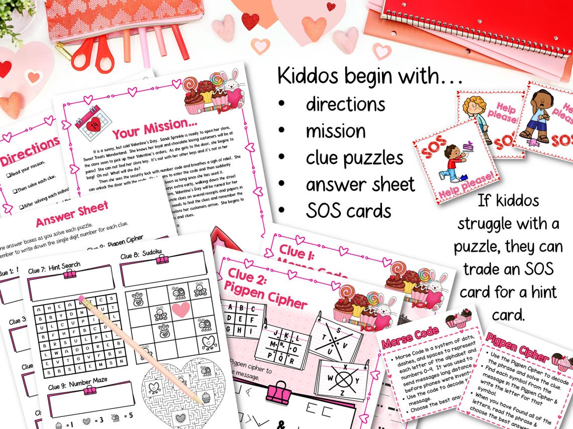 Valentines Day Escape Room for Kids - Printable Party Game - Escape ...
