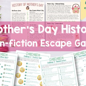 Mother's Day Escape Room Game for Kids - Printable Game - Learn History ...