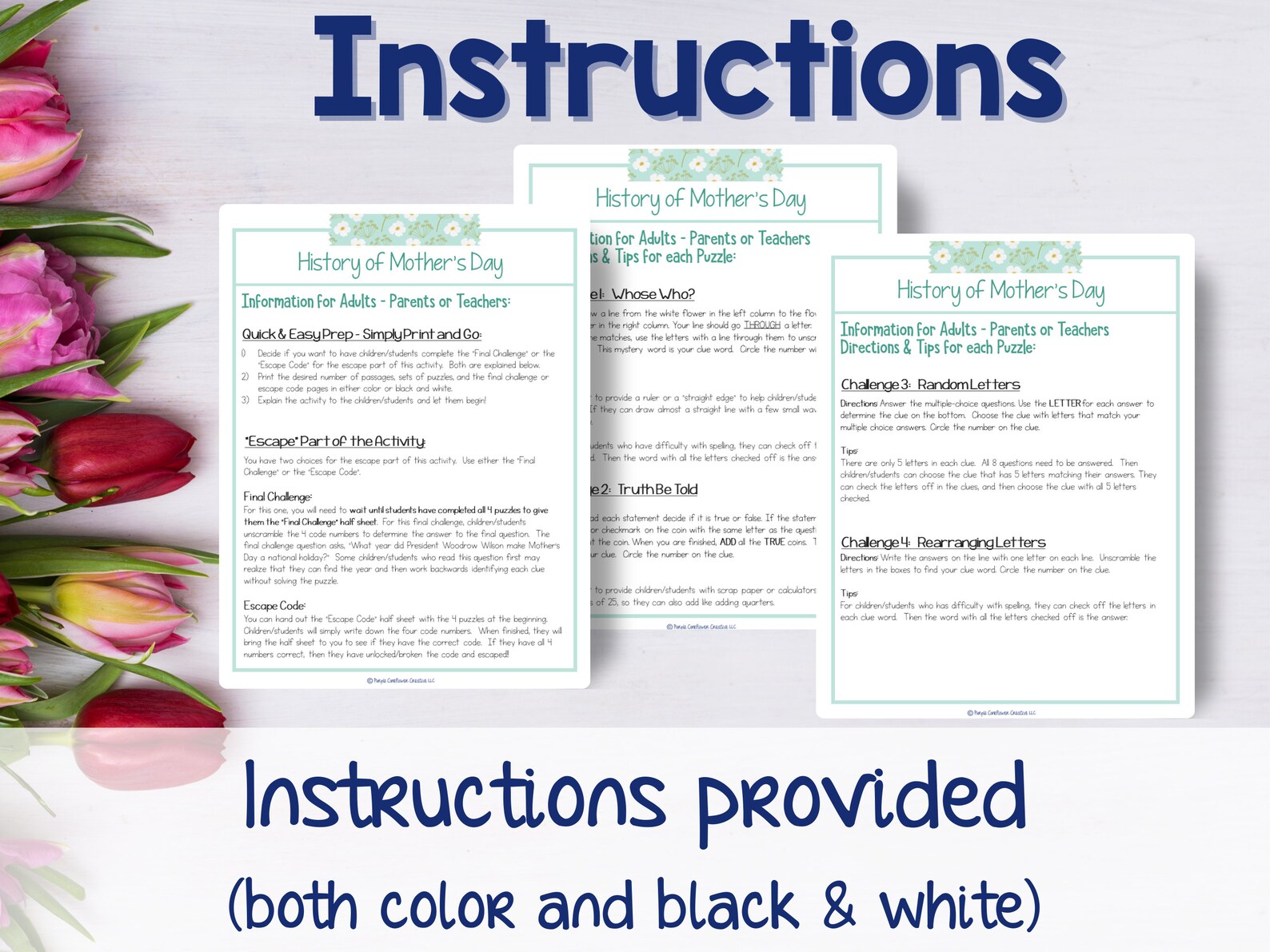 Mother's Day Escape Room Game for Kids - Printable Game - Learn History ...