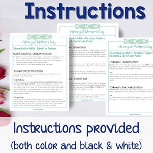 Mother's Day Escape Room Game for Kids - Printable Game - Learn History ...