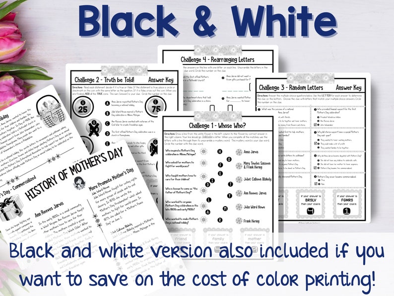 Mother's Day Escape Room Game for Kids - Printable Game - Learn History ...