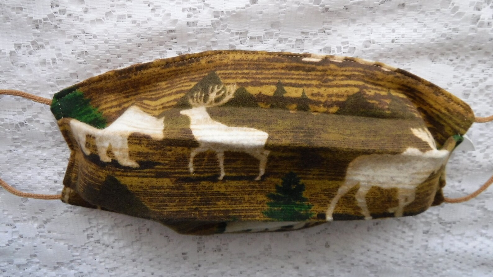 Moose Bear Pine Tree Adult Face Mask Brown Cotton Flannel Face Mask ...