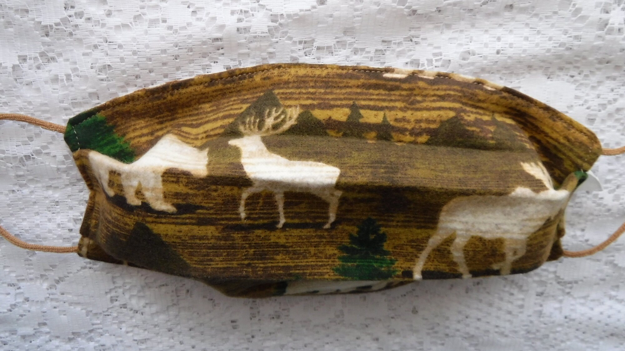 Moose Bear Pine Tree Adult Face Mask Brown Cotton Flannel Face Mask ...