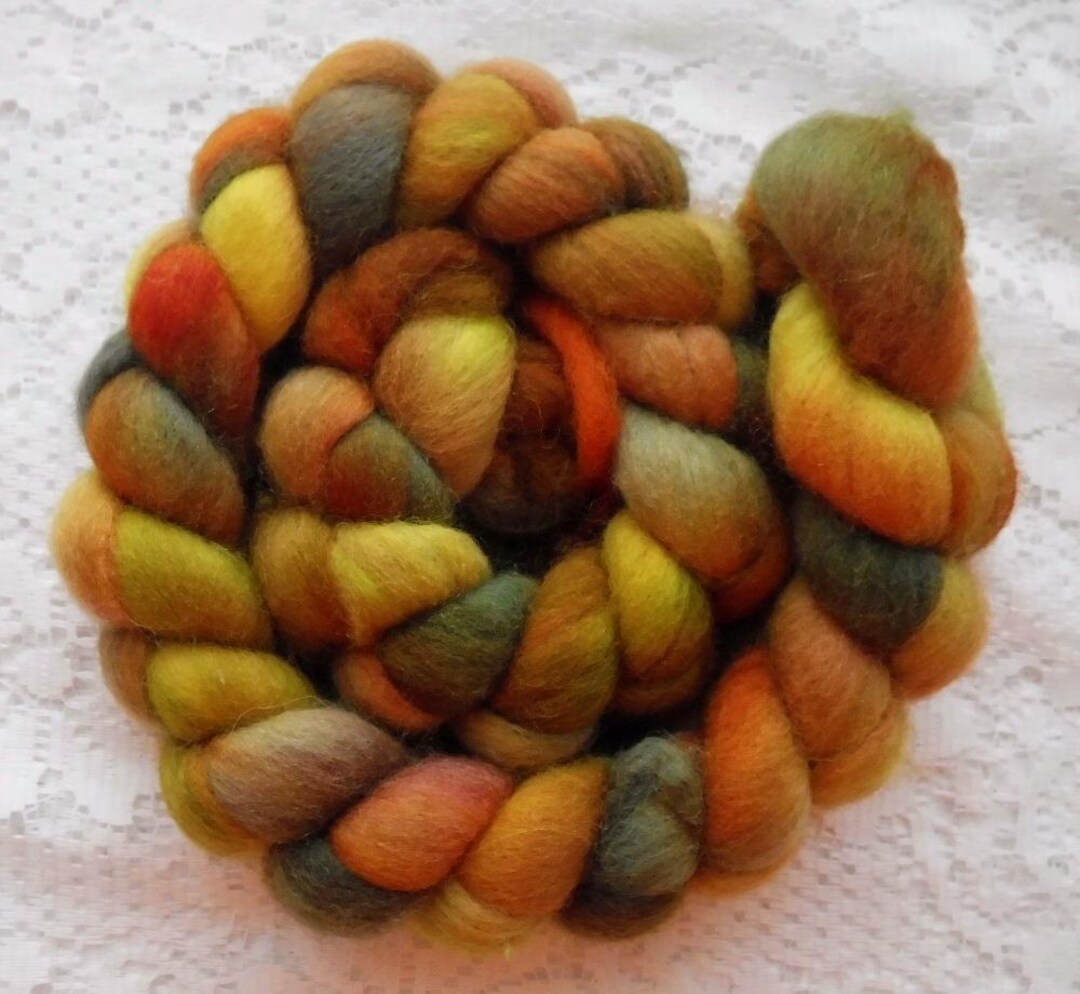 Corriedale Wool Roving 112 Gm - Fall Colours Wool Top - Orange Gold ...