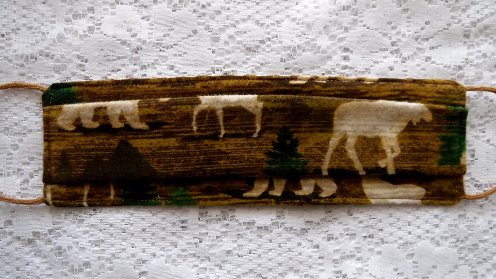 Moose Bear Pine Tree Adult Face Mask Brown Cotton Flannel Face Mask ...