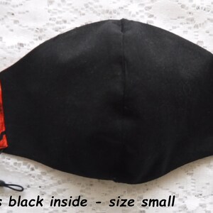 Red Poppies on Black Cotton Face Mask - Black Cotton Fitted Face Mask ...