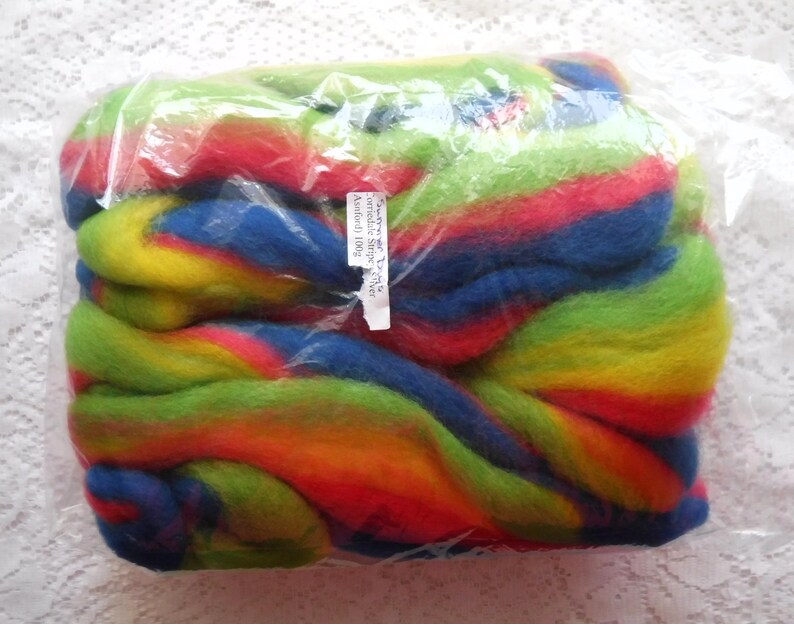 Ashford Corriedale Stripey Wool Sliver Sunny Days 100 Grams - Rainbow ...