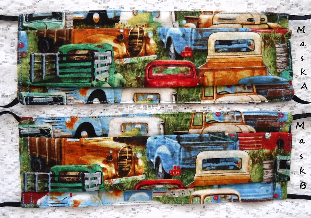 Antique Pickup Truck Face Mask Adult Cotton Pickup Truck Face Mask ...