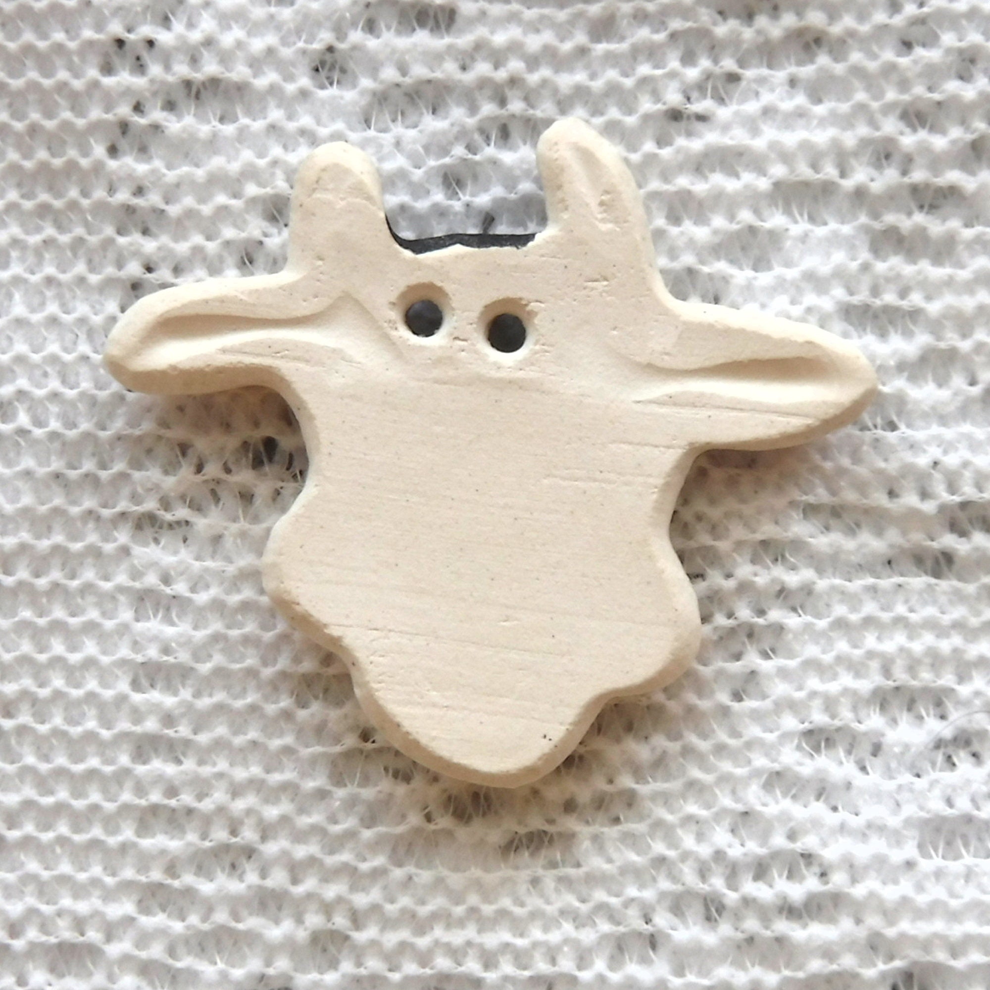 Set of 6 Ceramic Cow Buttons Holstein Cow Buttons White Black Buttons ...