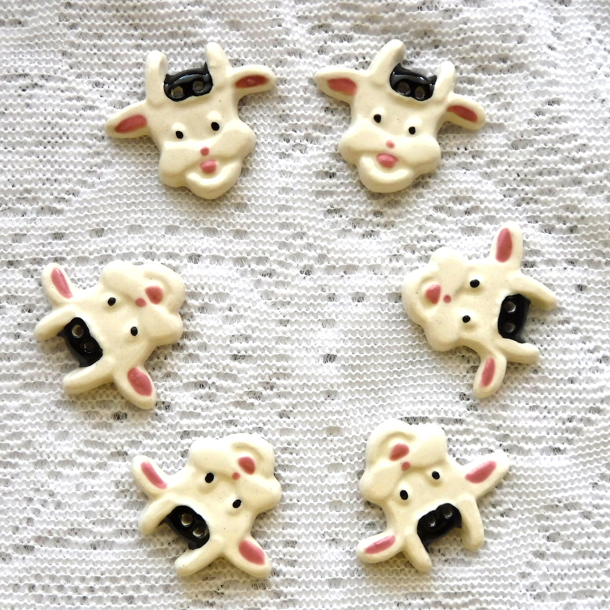 Set of 6 Ceramic Cow Buttons Holstein Cow Buttons White Black Buttons ...