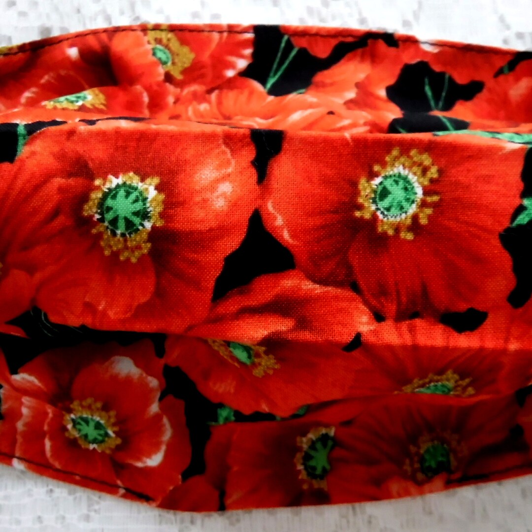 Red Poppy Flower Face Mask - Cotton Pleated Face Mask - Floral Face ...