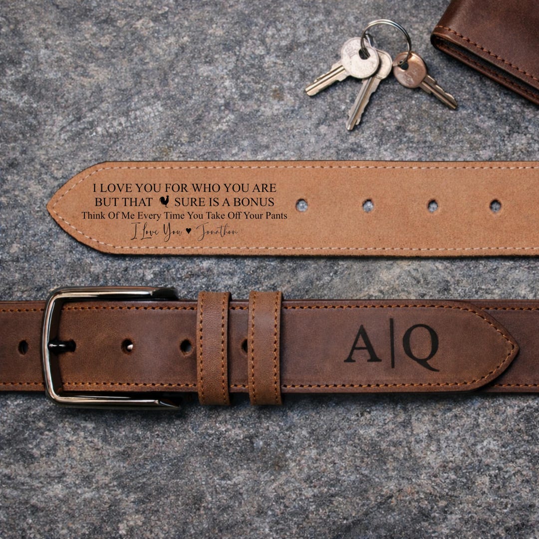 Personalized Leather Belt for Men, Custom Engraved Top Grain Belt ...
