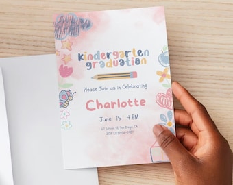 Editable Kindergarten Graduation Invitation, Kindergarten Announcement ...