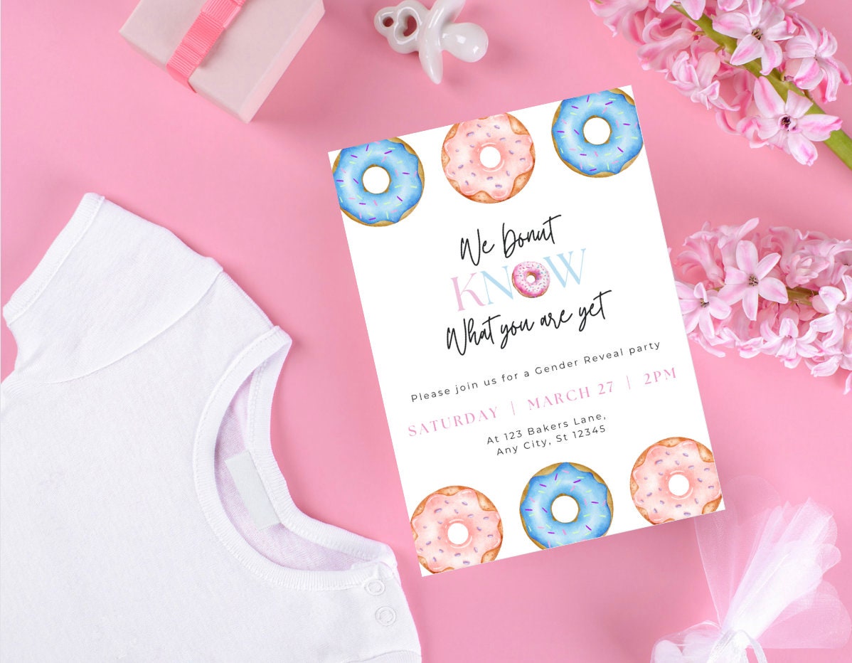 Donut Gender Reveal Invitation: Pink & Blue (digital and Printable) - Etsy