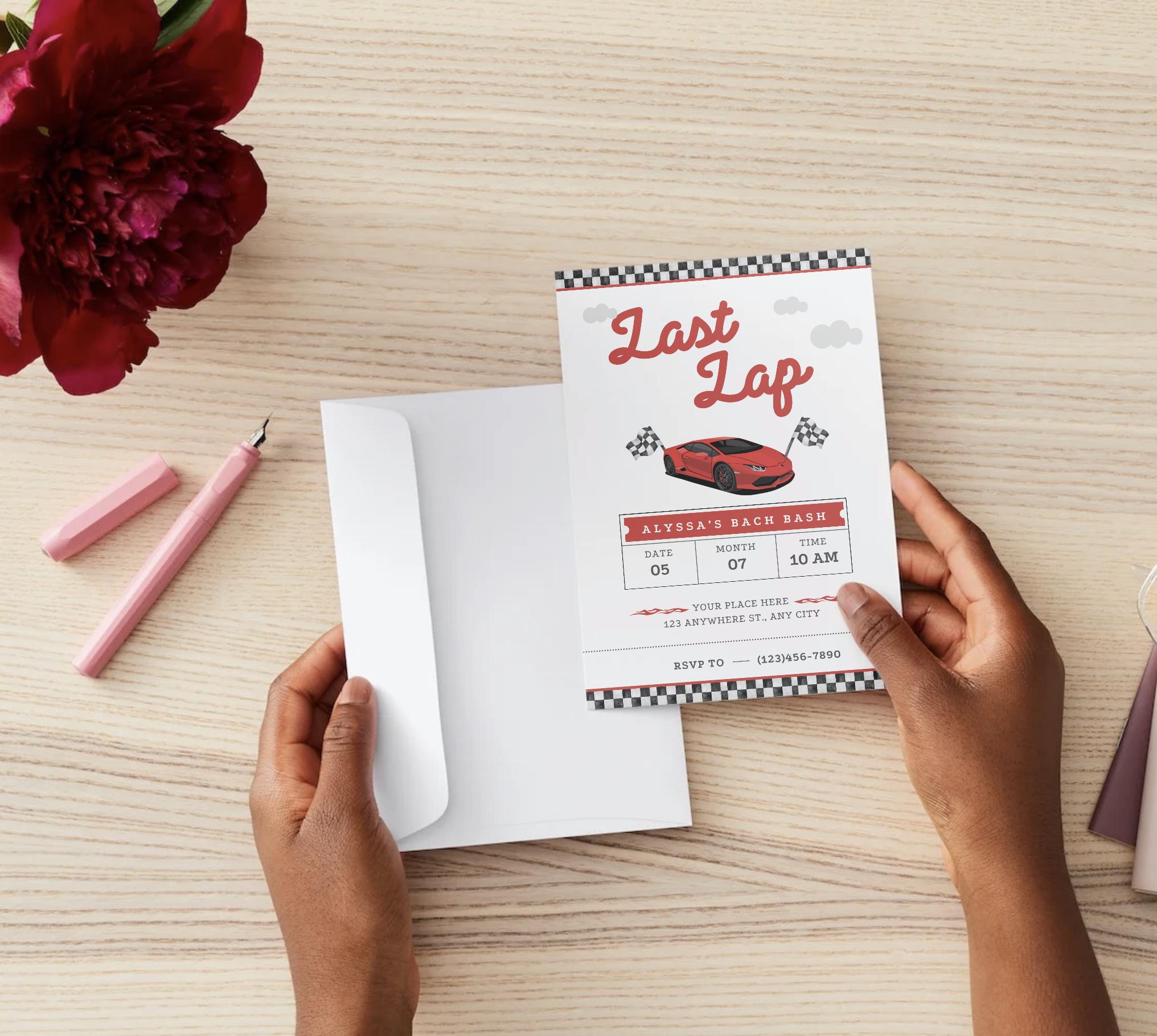 Last Lap Bachelorette or Bridal Shower Invitation Template, Last Lap ...