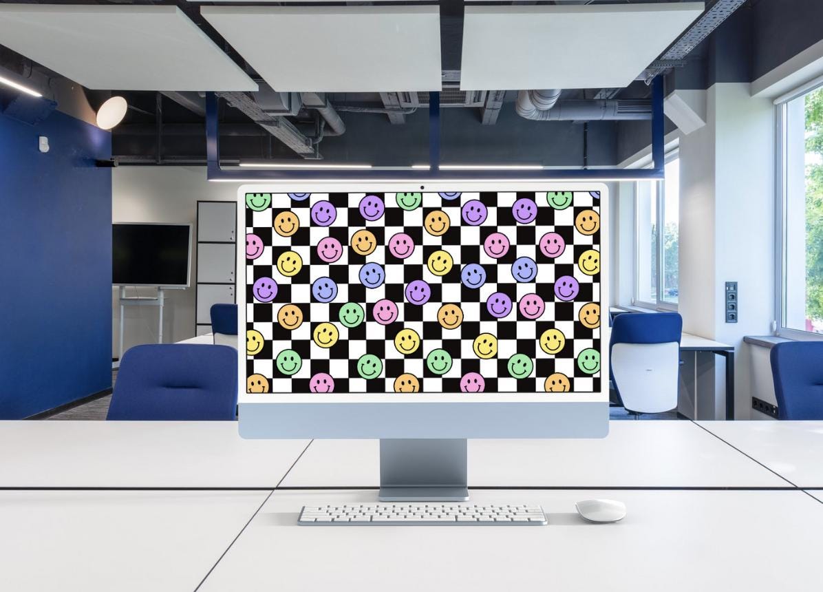 Checkered Smiley Face Desktop Wallpaper, Fun Colorful Screensaver ...