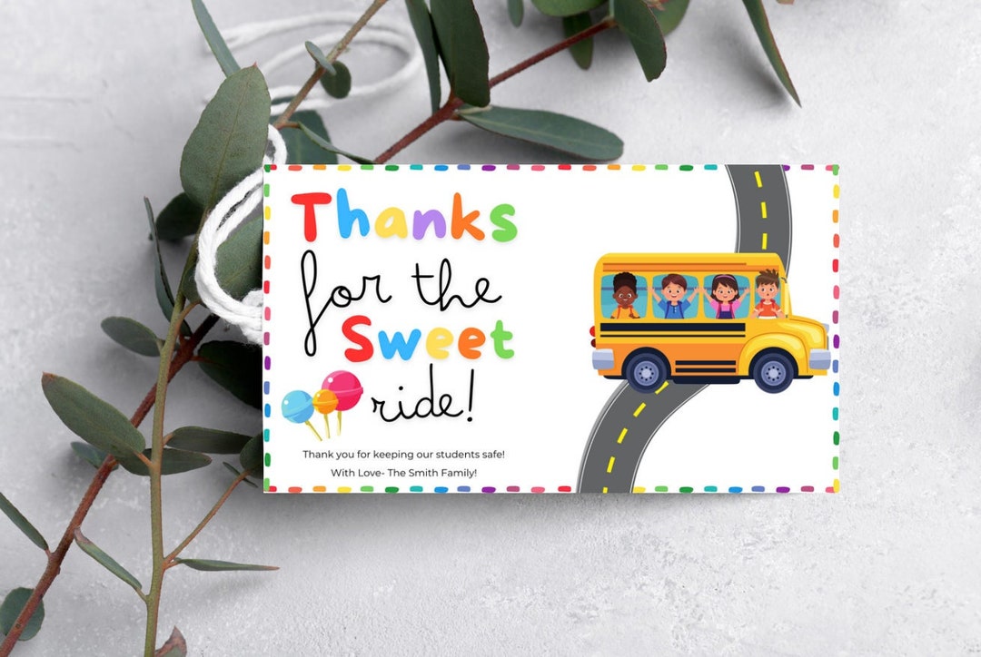 Editable School Bus Driver Favor Tags, Appreciation Week Gift Tag, DIY ...
