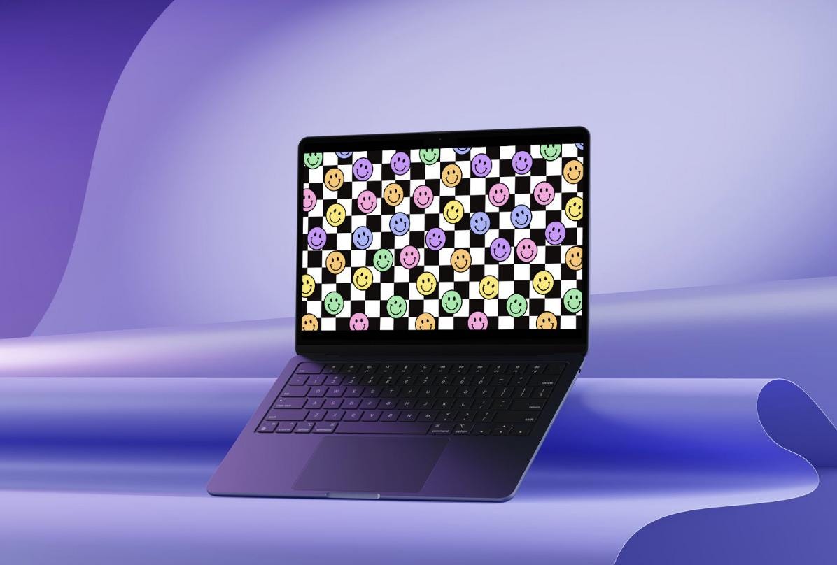 Checkered Smiley Face Desktop Wallpaper, Fun Colorful Screensaver ...