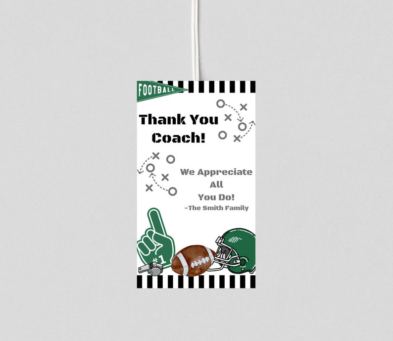 Printable Thank You Gift Tag for Football Coach-gift for Football Dad ...