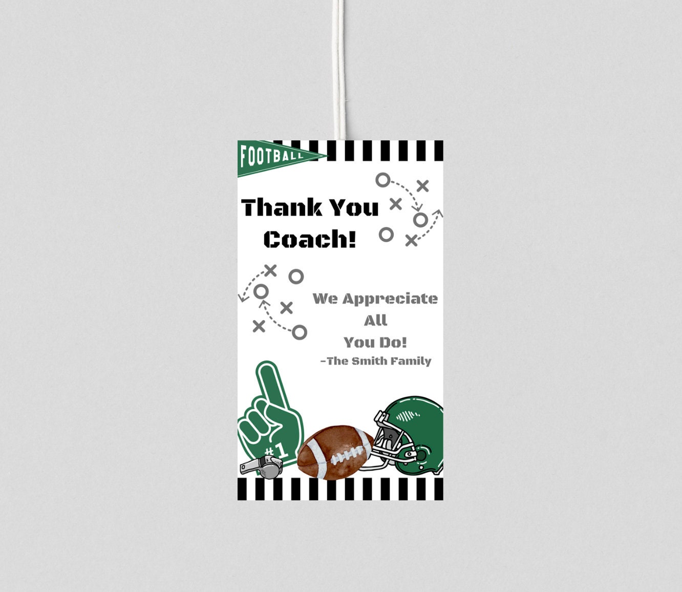 Printable Thank You Gift Tag for Football Coach-gift for Football Dad ...