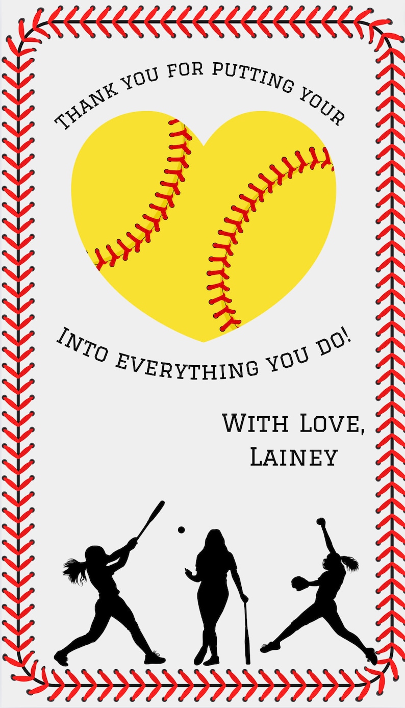 Softball Coach Thank You Tag: Sports Appreciation Gift (digital ...
