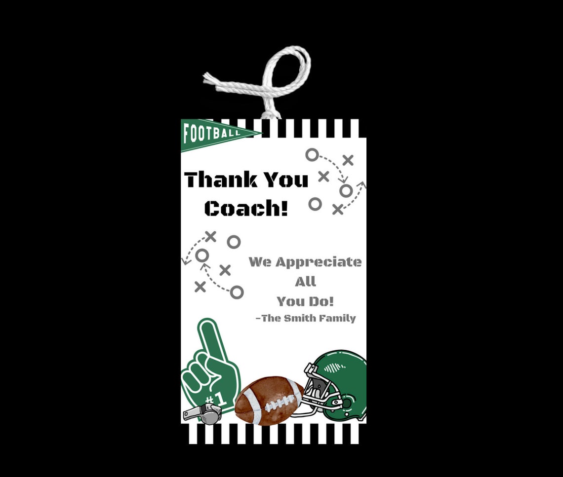 Printable Football Coach Thank You Gift Tag (digital Download) - Etsy