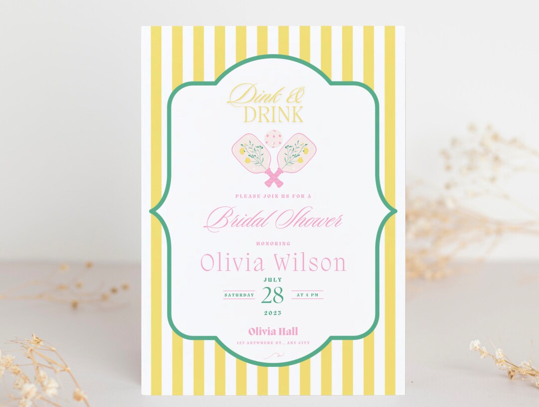 Dink & Drink Bridal Shower, Pickleball Party Invitation, Pickleball ...